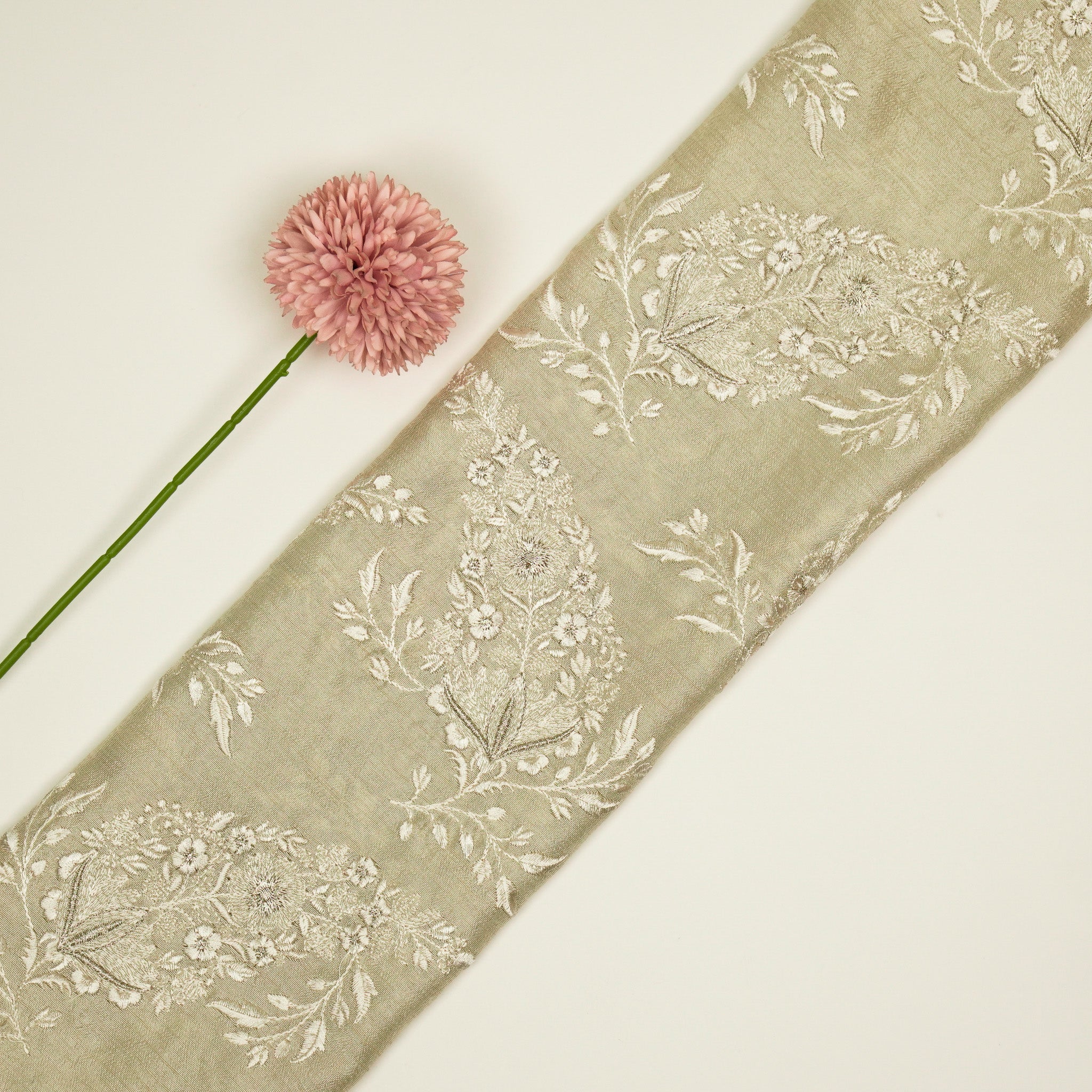 Zohra Buta on Cream Semi Raw Silk Embroidered Fabric – Zarinama