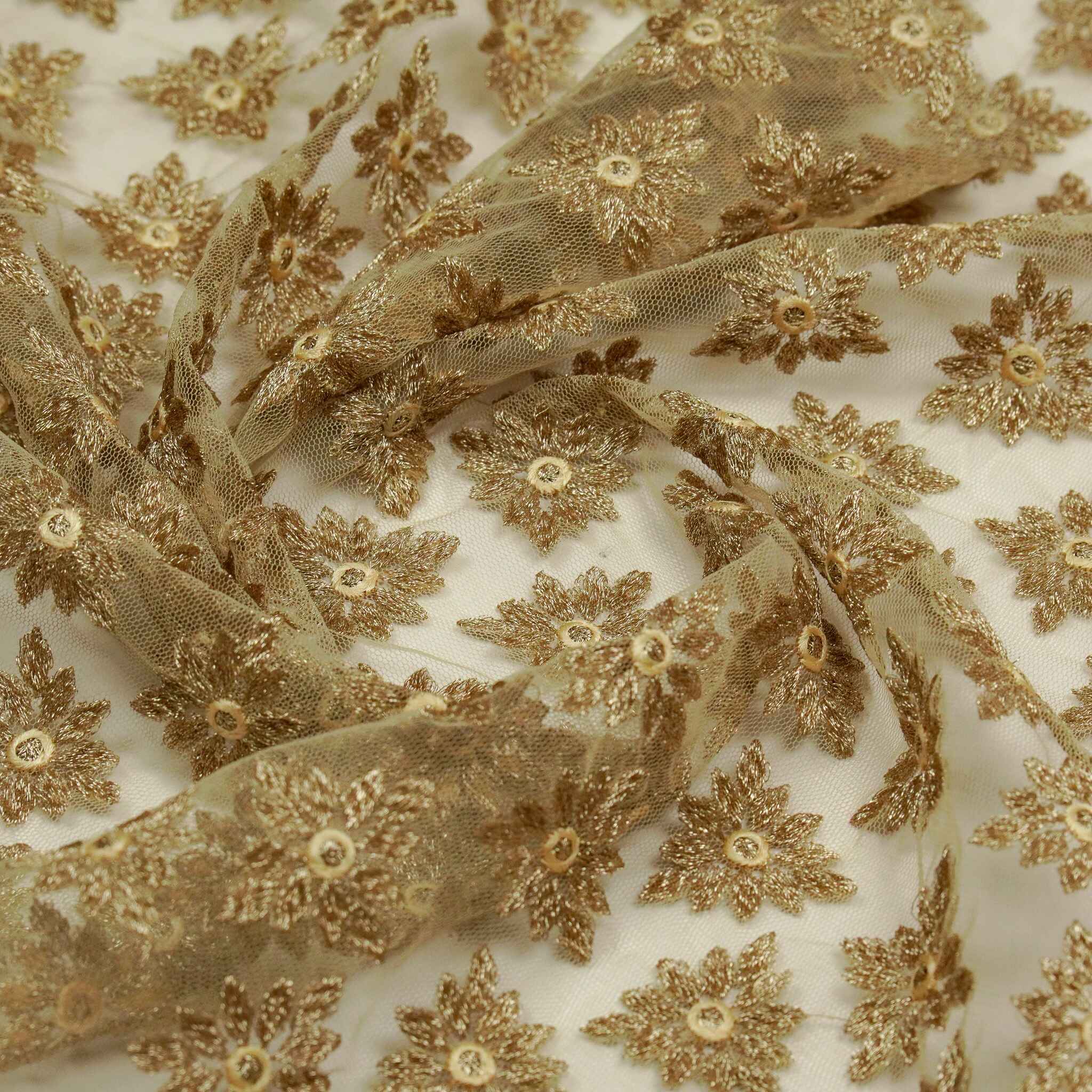 Nureen Jaal on Cream Net Embroidered Fabric – Zarinama