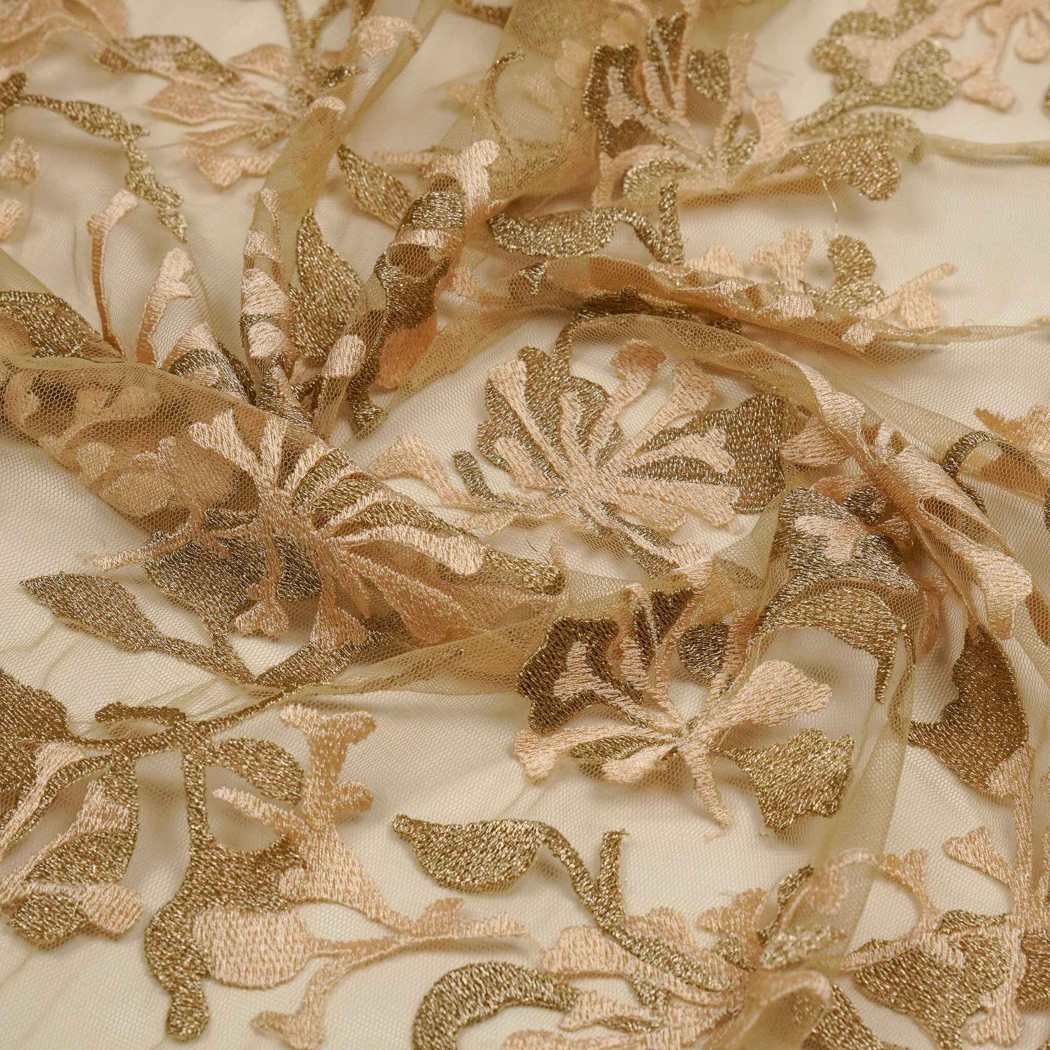 Mirah Jaal on Cream Net Embroidered Fabric – Zarinama