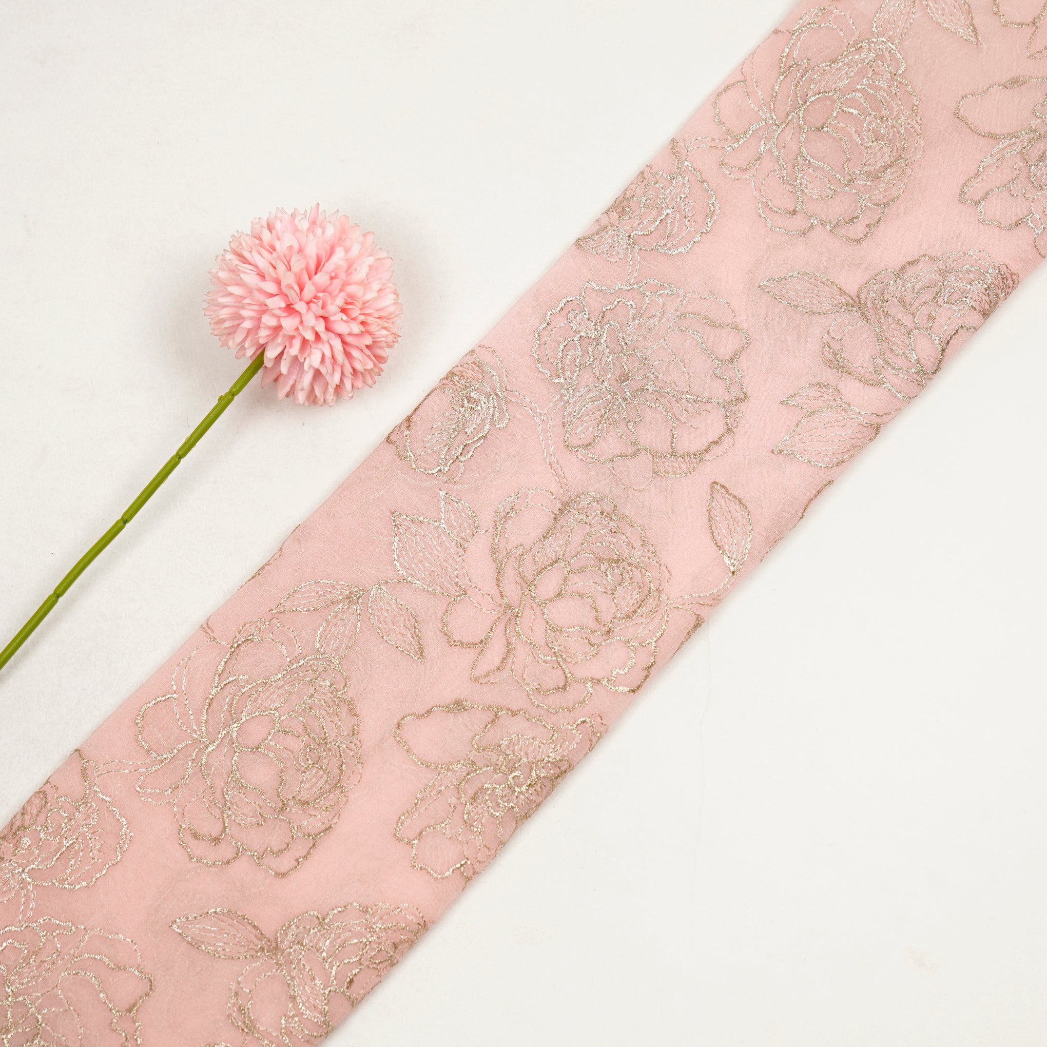 Akshita Rose Buta on Light Gajari Silk Georgette Embroidered Fabric ...