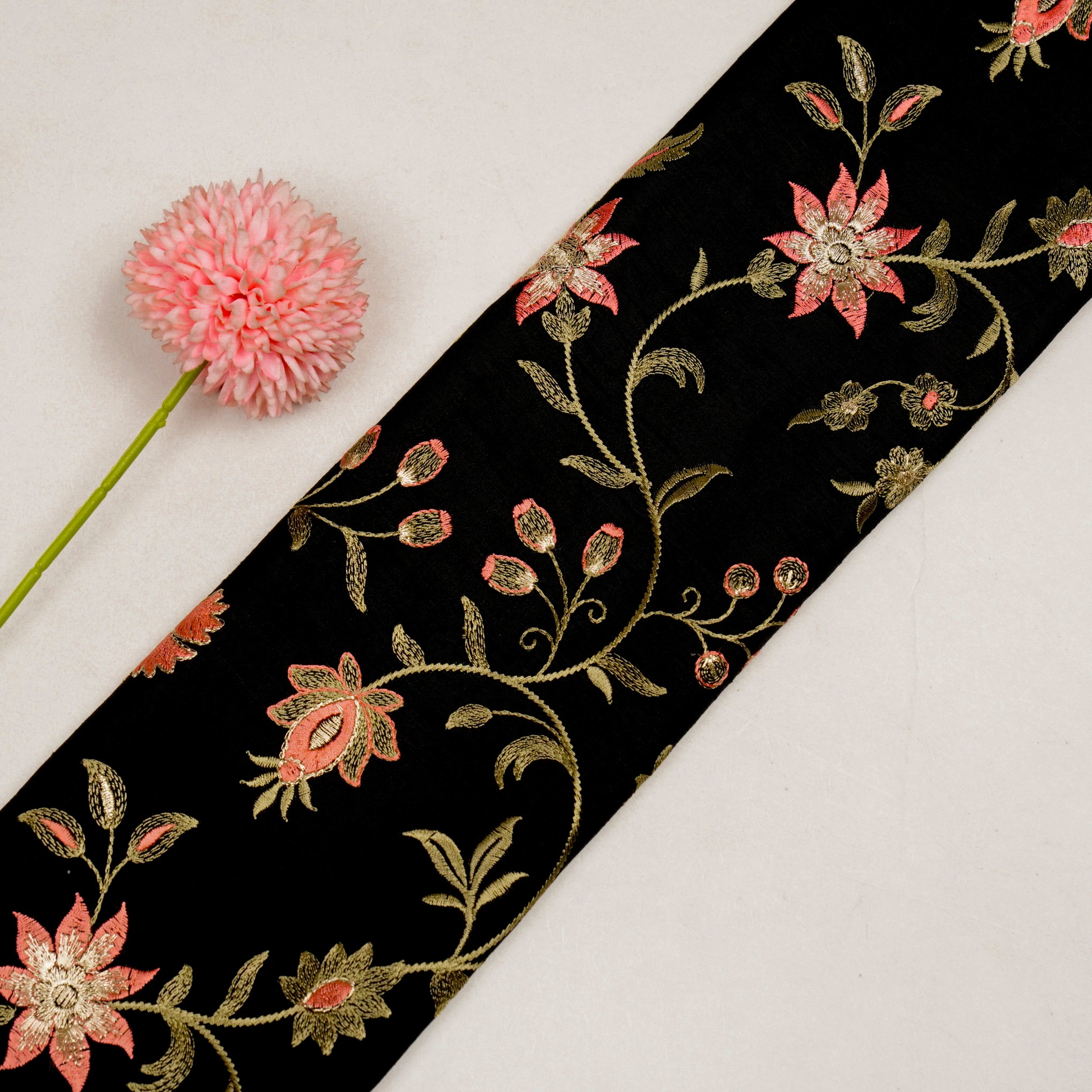 Zeba Jaal on Black Semi Raw Silk Embroidered Fabric – Zarinama