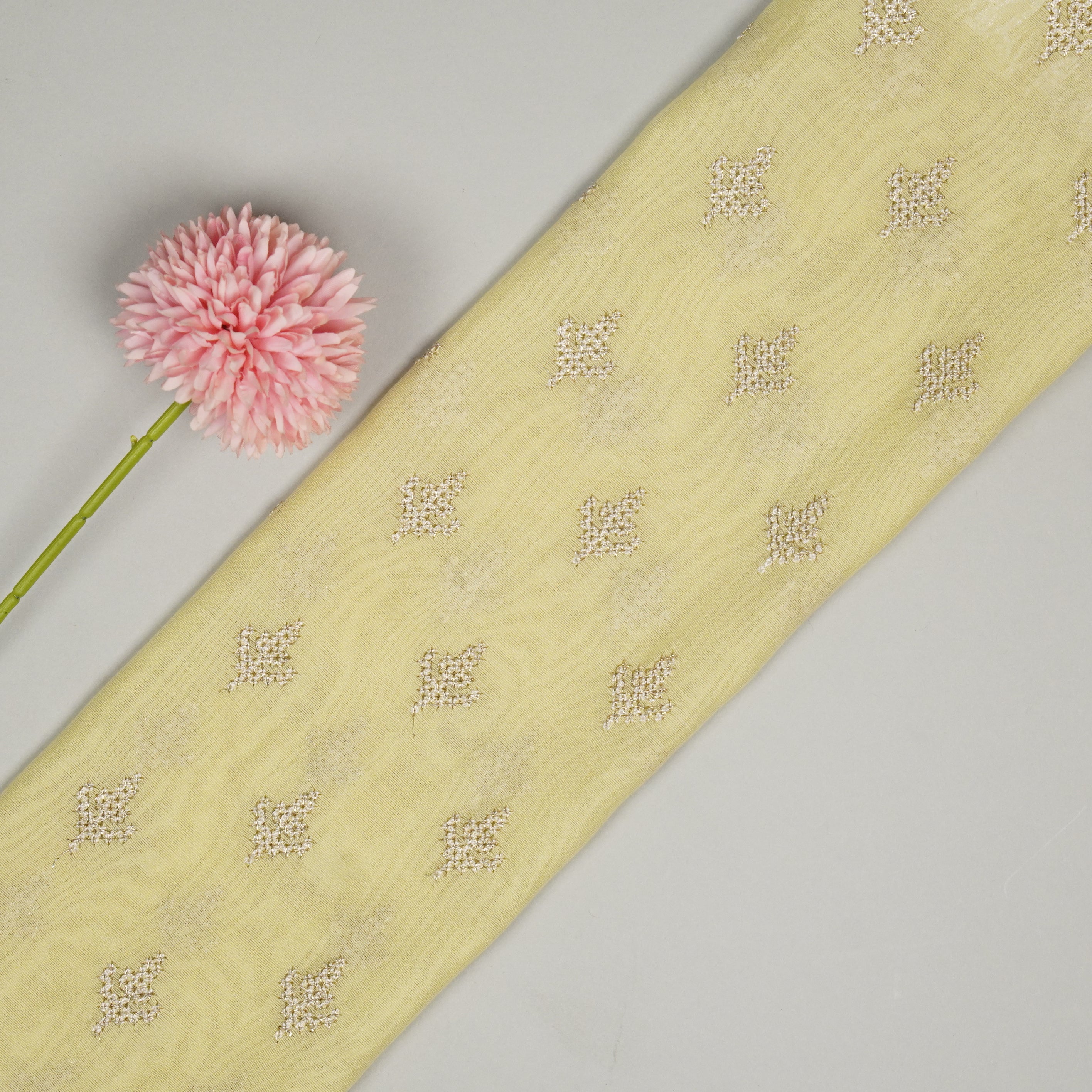 Madri Buti on Light Yellow Silk Chanderi – Zarinama